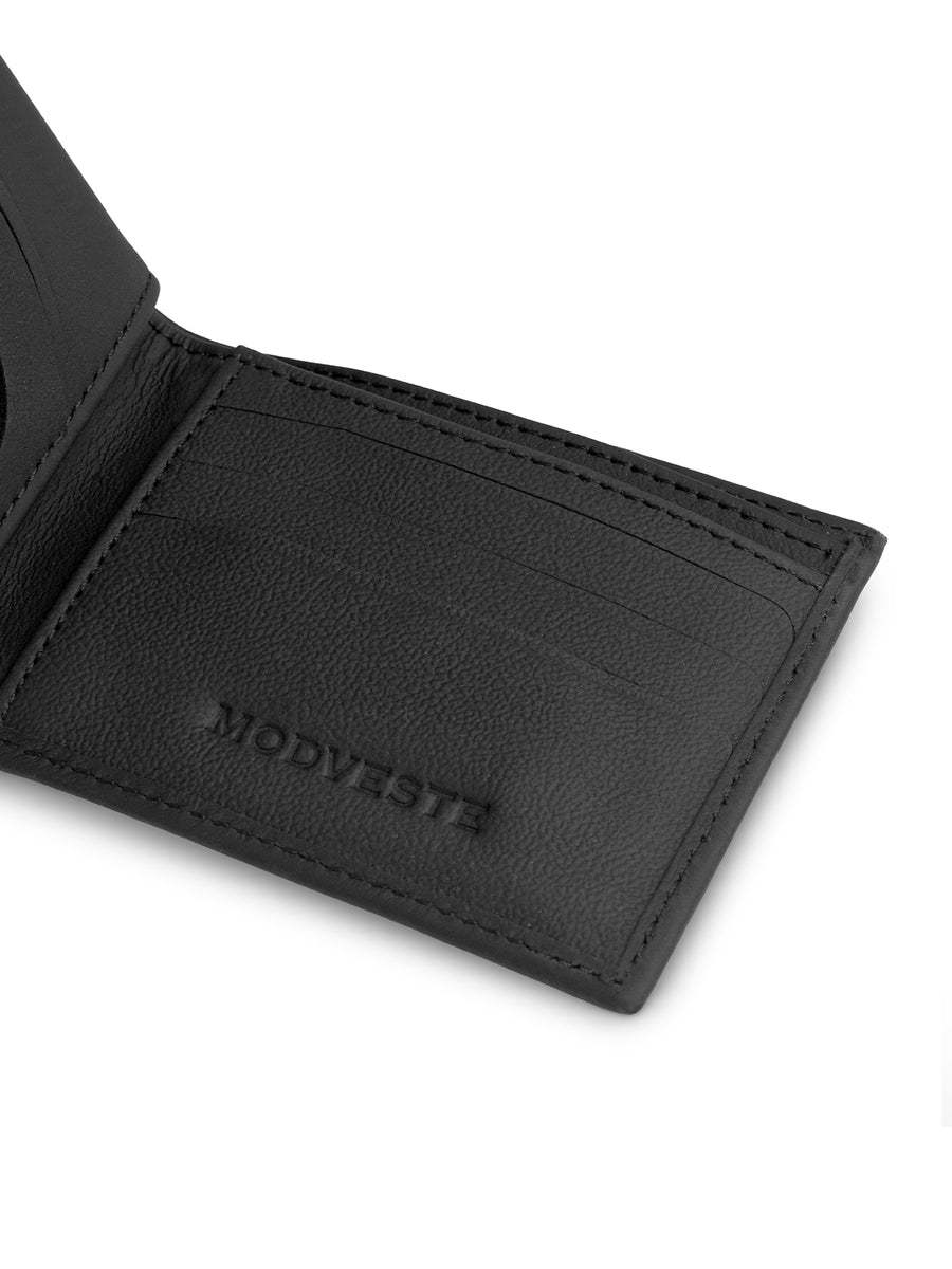 Men's Basic Black Leather Wallet | 100% Cow Leather– Modveste: Shop ...